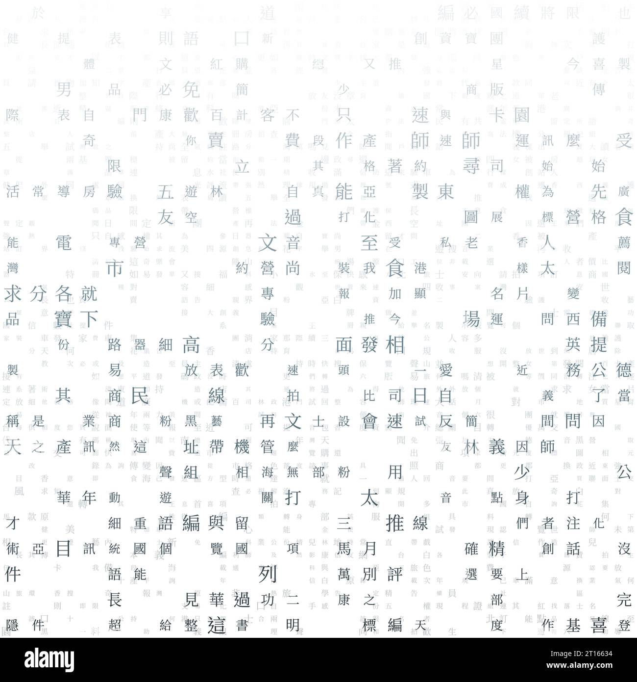 Digital background. Random characters of Chinese traditional alphabet. Gradiented matrix pattern ...