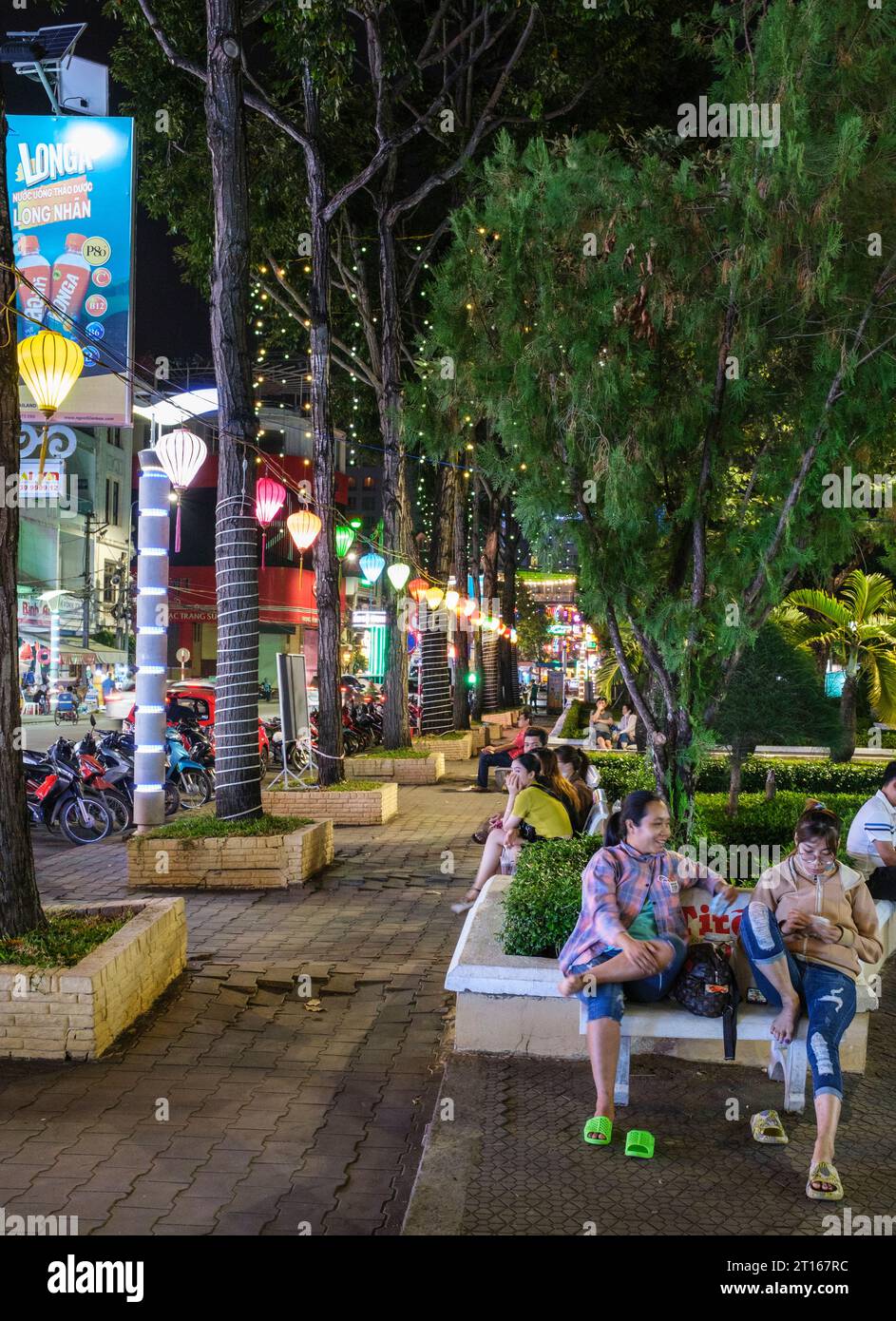 Hai Ba Trung Street Sidewalk, Can Tho, Vietnam. Nighttime Street Scene ... Hai Ba Trung Street Sidewalk, Can Tho, Vietnam. Nighttime Street Scene ...
