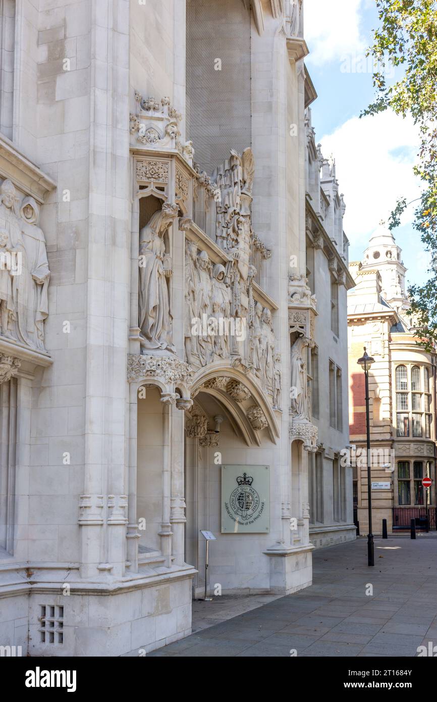 Entrance to The Supreme Court, Parliament Square, City of Westminster ...