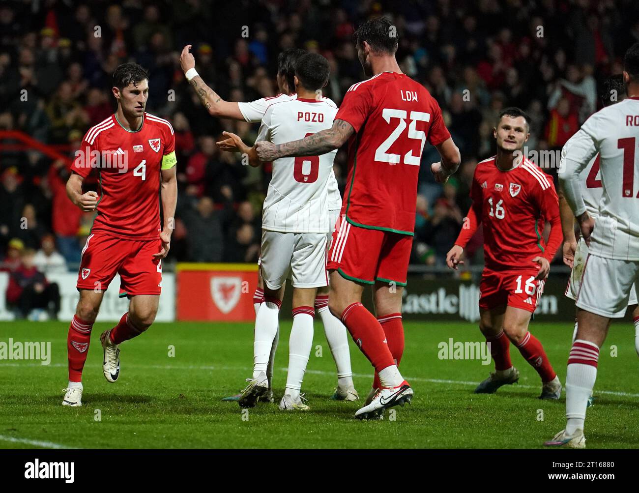 Wales' Ben Davies celebrates scoring the opening goal during an ...