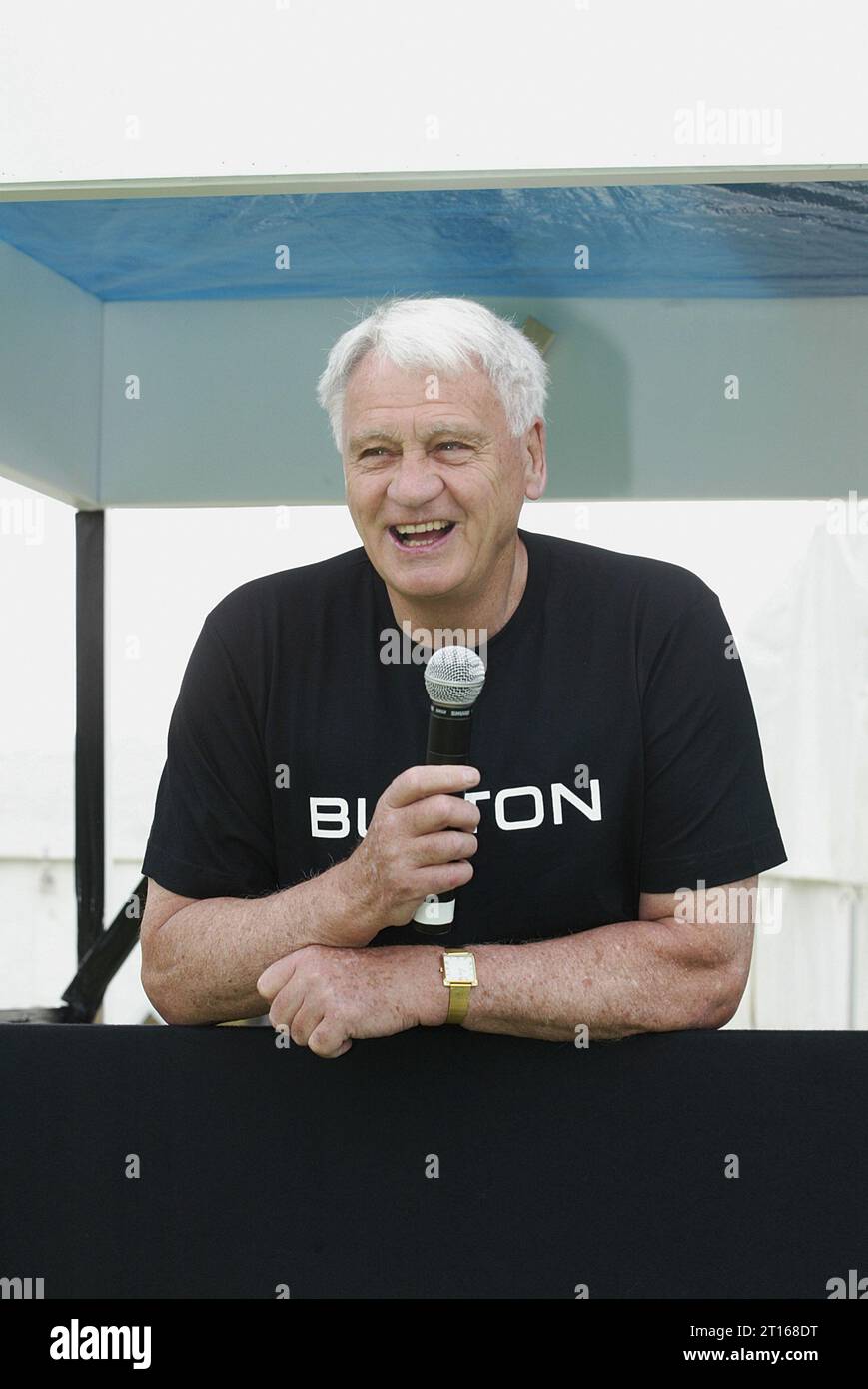 Bobby Robson speaking at Burton charity football tournament at Bisham ...