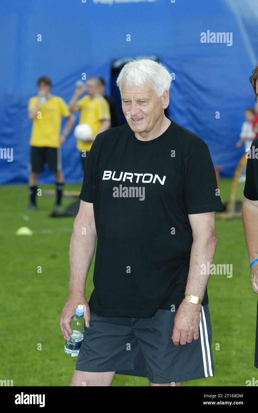 Bobby Robson speaking at Burton charity football tournament at Bisham ...