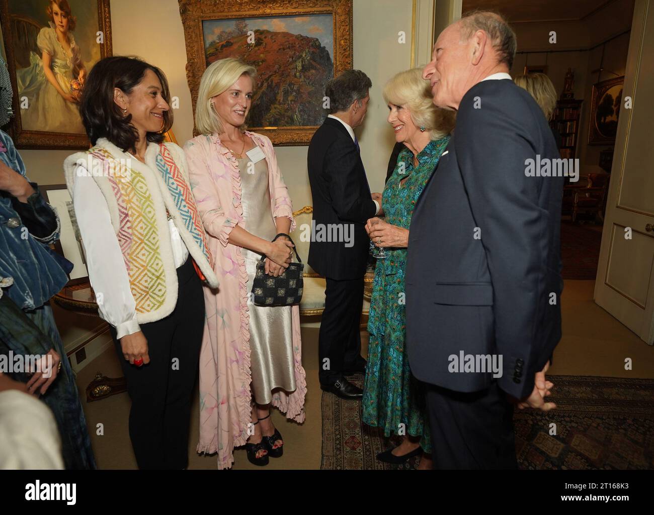 Queen Camilla talking with Kavita Puri (left) and Denise Gough (2nd ...