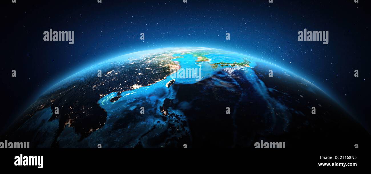Asia from space. Elements of this image furnished by NASA. 3d rendering ...