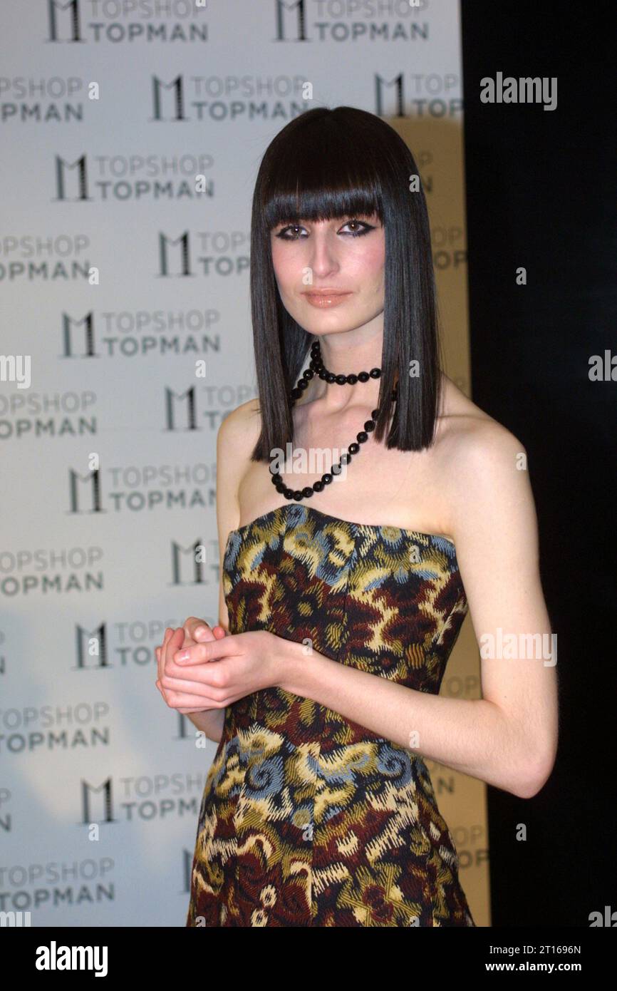 Model Erin O'Connor arriving at Topshop fashion show in central London ...