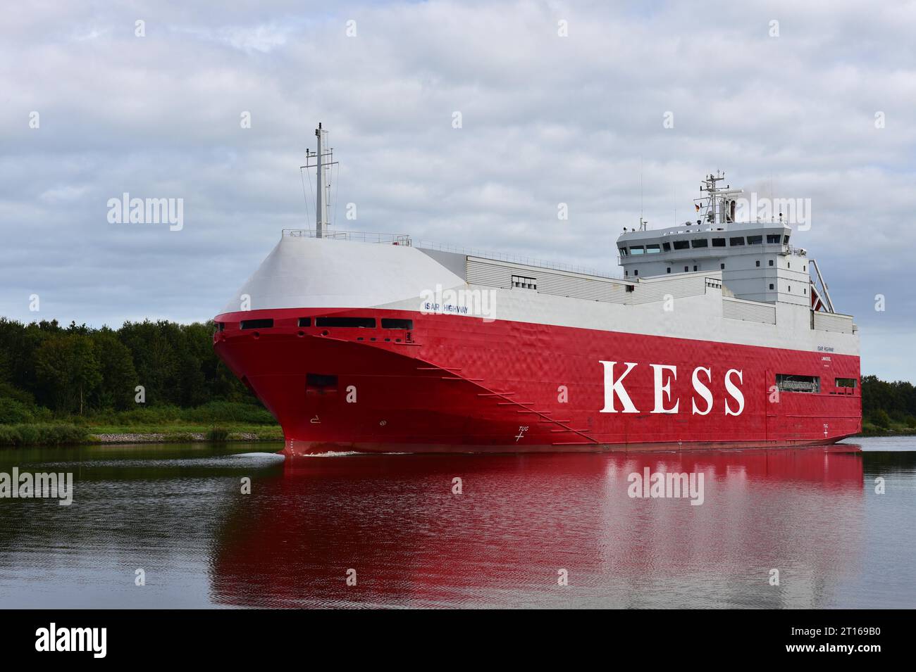 Car carrier, cargo ship KESS in the Kiel Canal, Schleswig-Holstein ...