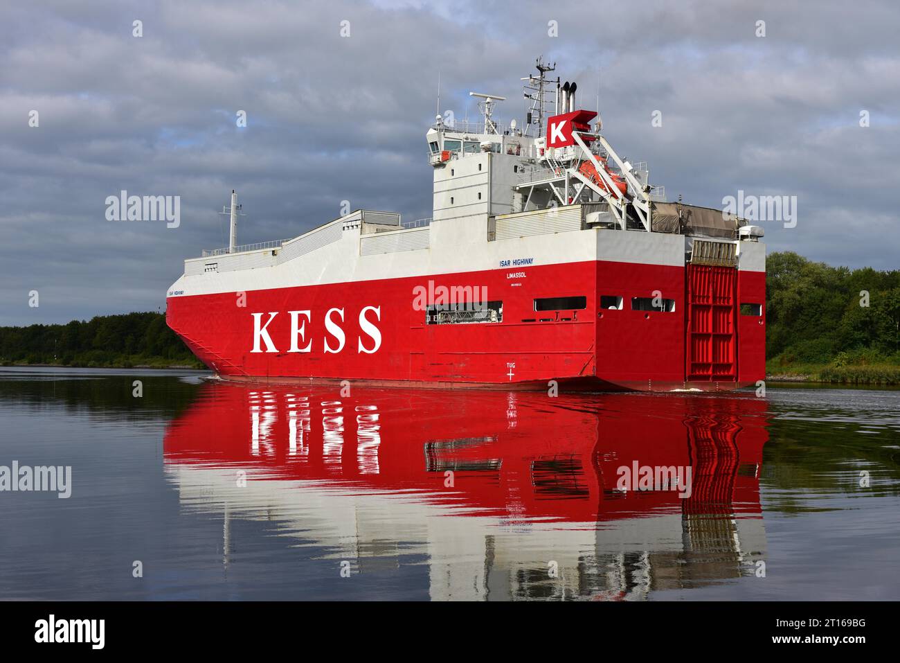 Car carrier, cargo ship KESS in the Kiel Canal, Schleswig-Holstein ...