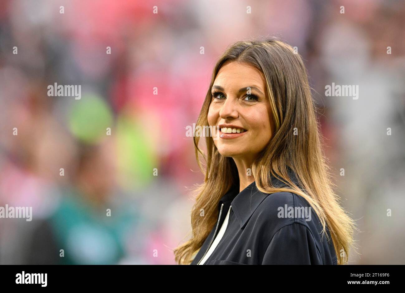 DAZN sports presenter Laura Wontorra, portrait, smiles, Allianz Arena ...