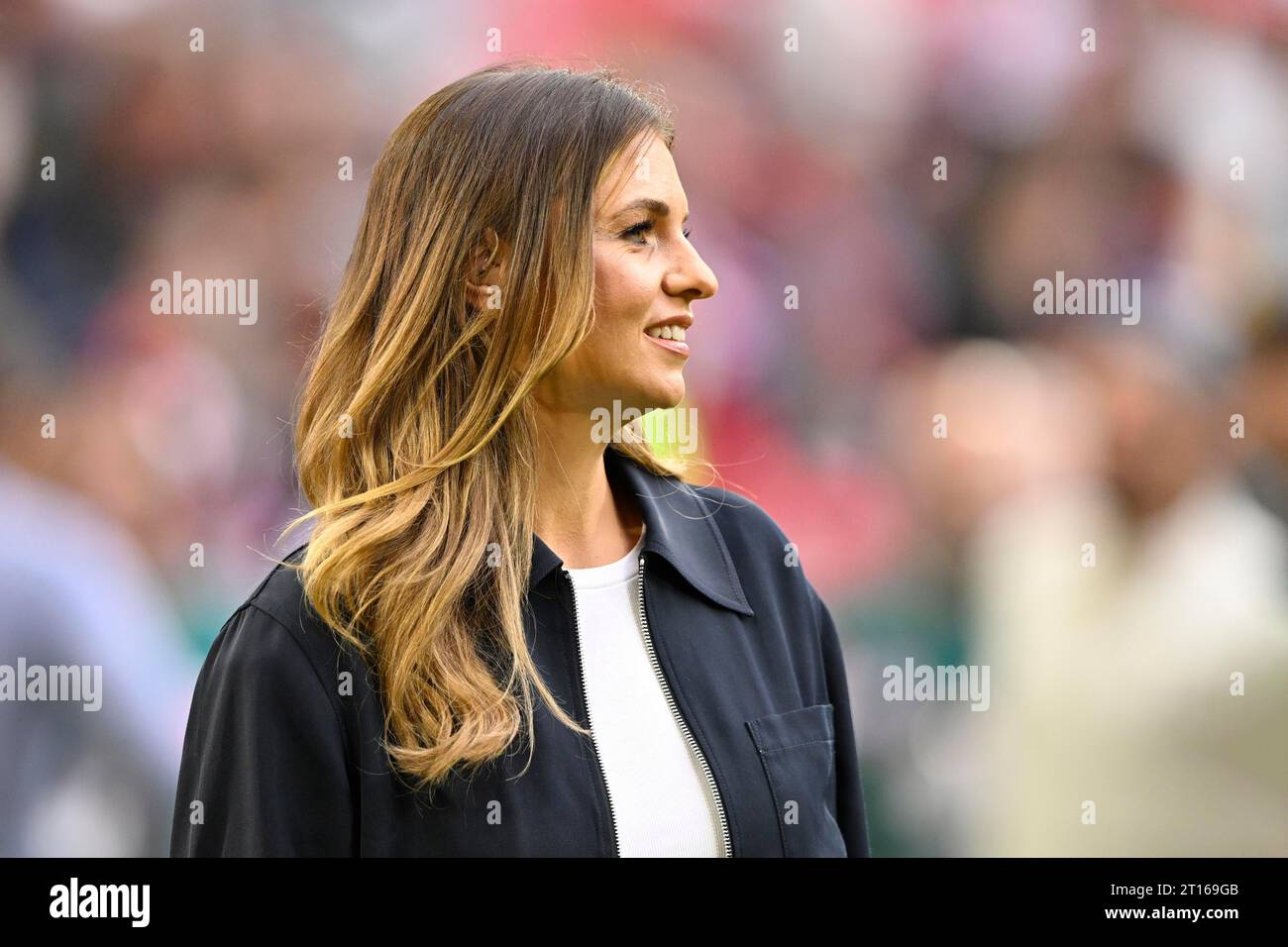 DAZN sports presenter Laura Wontorra, portrait, smiles, Allianz Arena ...
