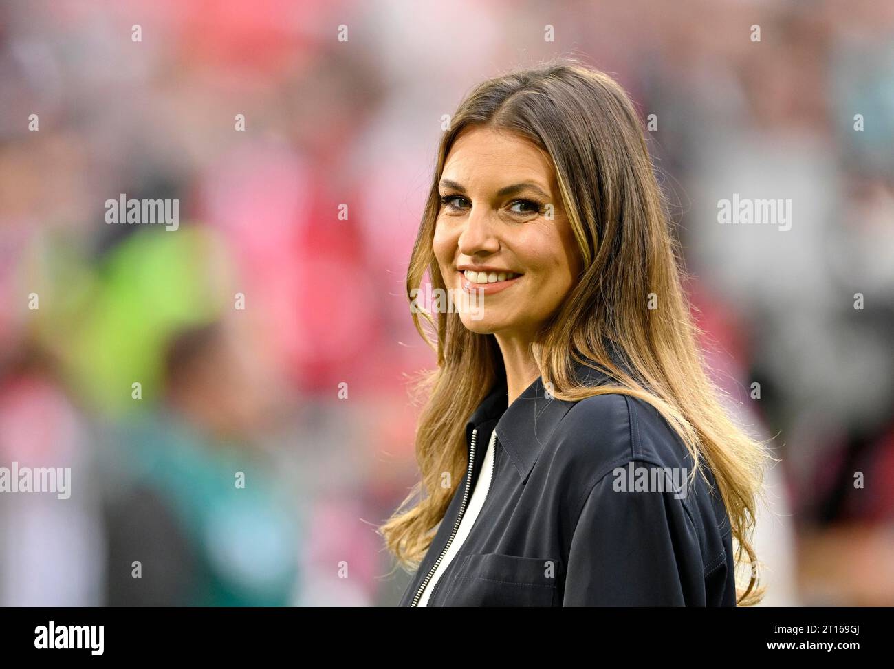 DAZN sports presenter Laura Wontorra, portrait, smiles, Allianz Arena ...