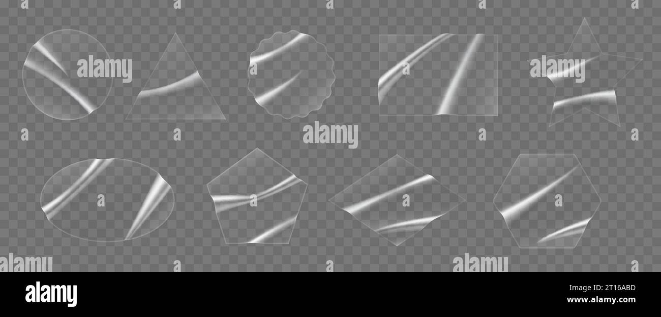 Realistic adhesive overlay patches and transparent plastic stickers ...