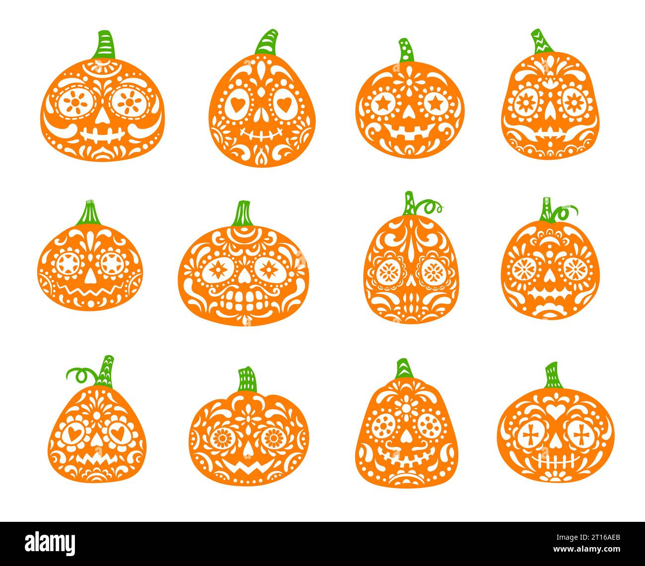 Halloween or Dia de Los Muertos party mexican pumpkin characters ...