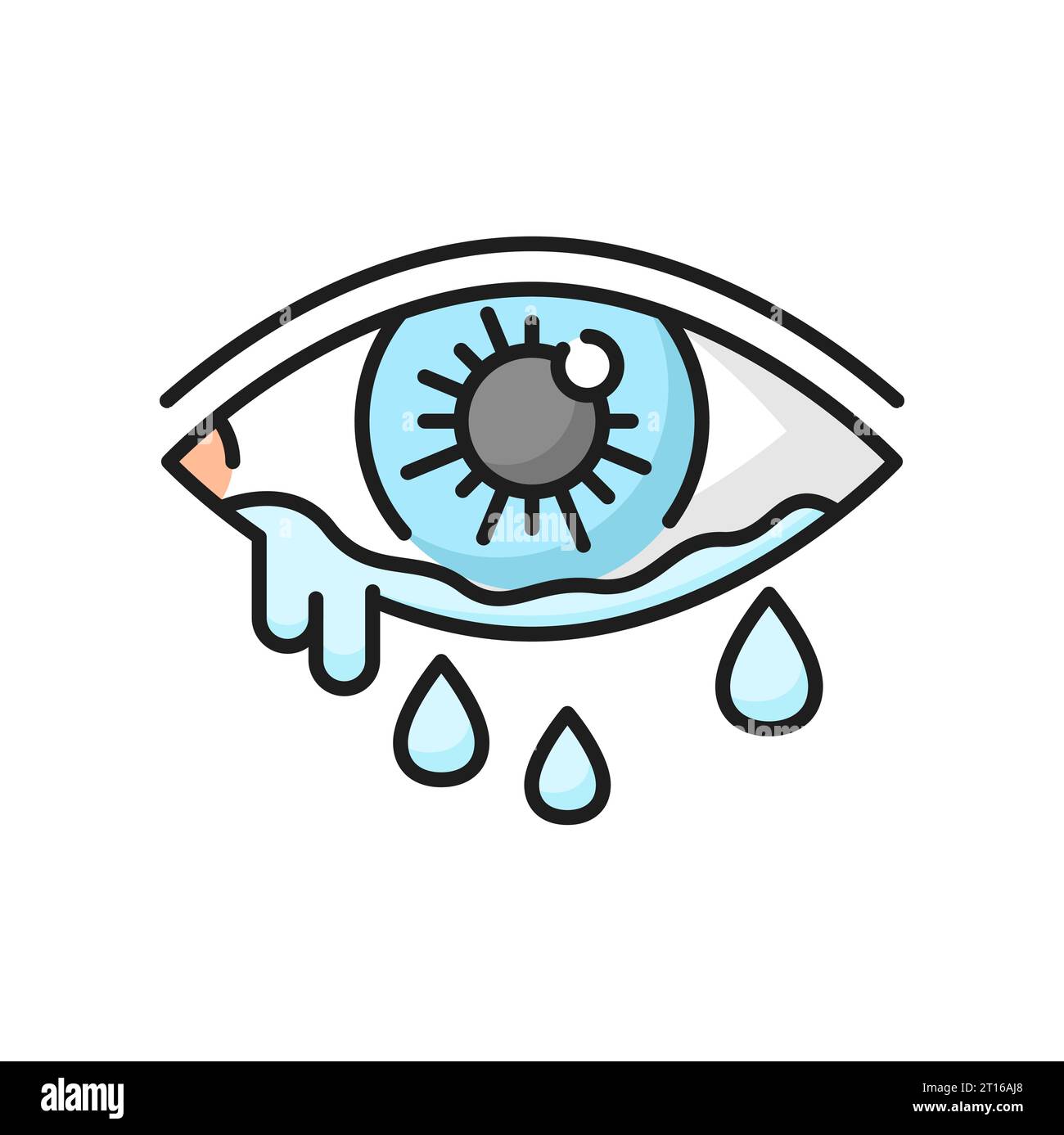 Allergy watery eyes color line icon. Allergic reaction, eyesight ...