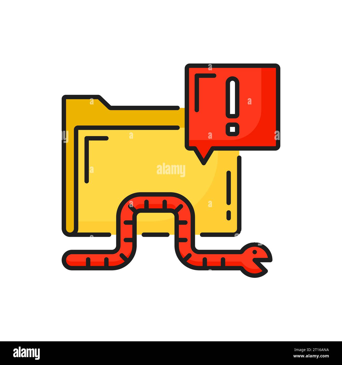 Virus on email, cyber attack computer warm color line icon. Vector ...