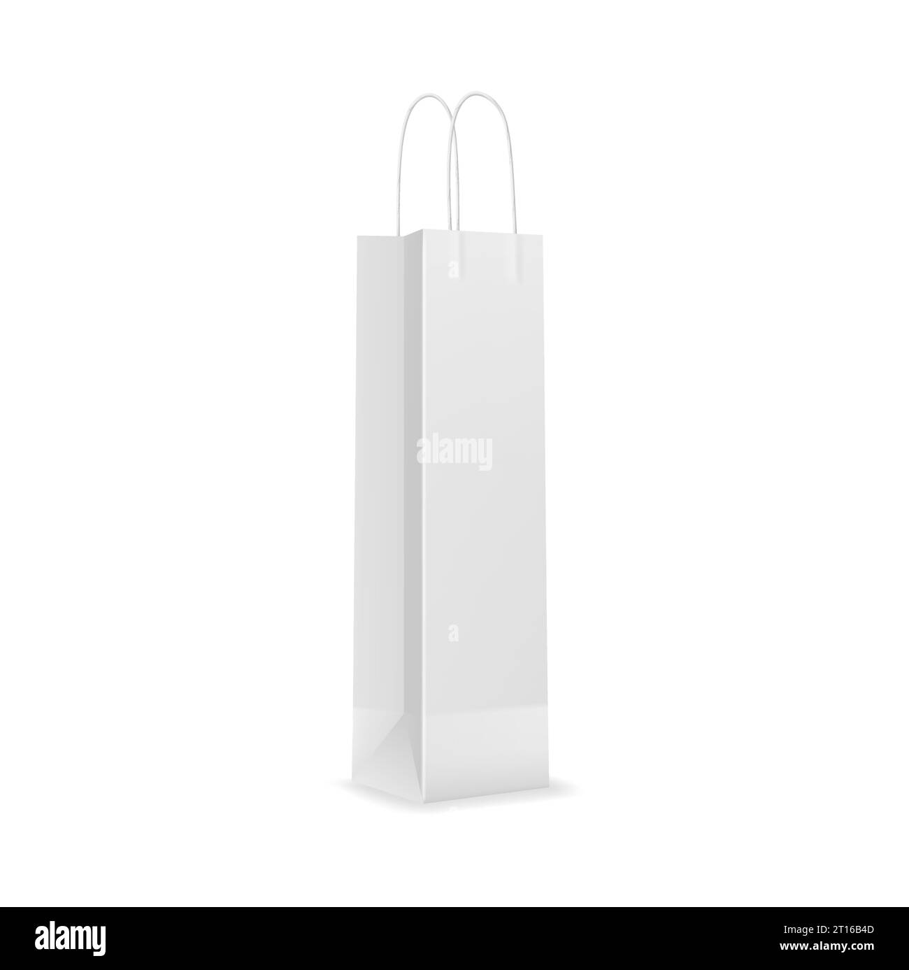 White paper narrow shopping bag with handle mockup. Shop paper bag ...