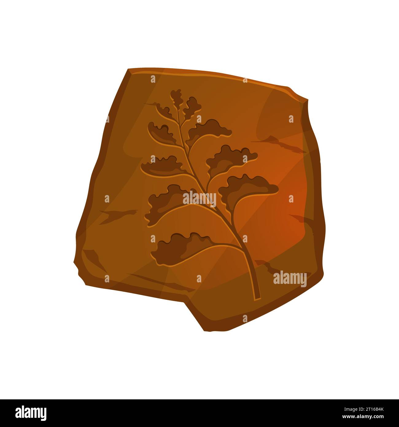 Ancient fossil, plant imprint in stone. Extinct tree specie piece ...