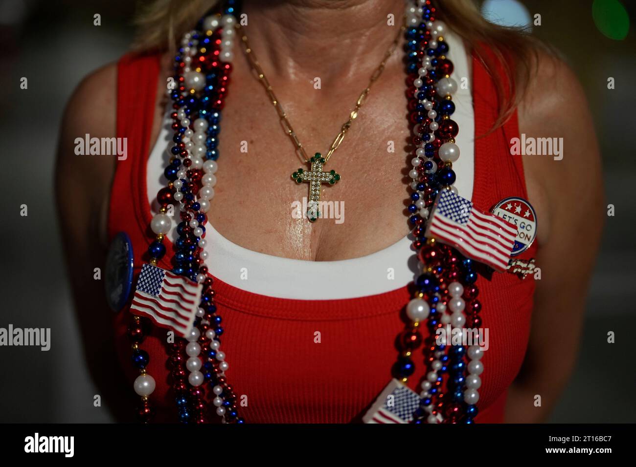 Renee Korabiak of West Palm Beach, Fla,, wears American flag themed ...