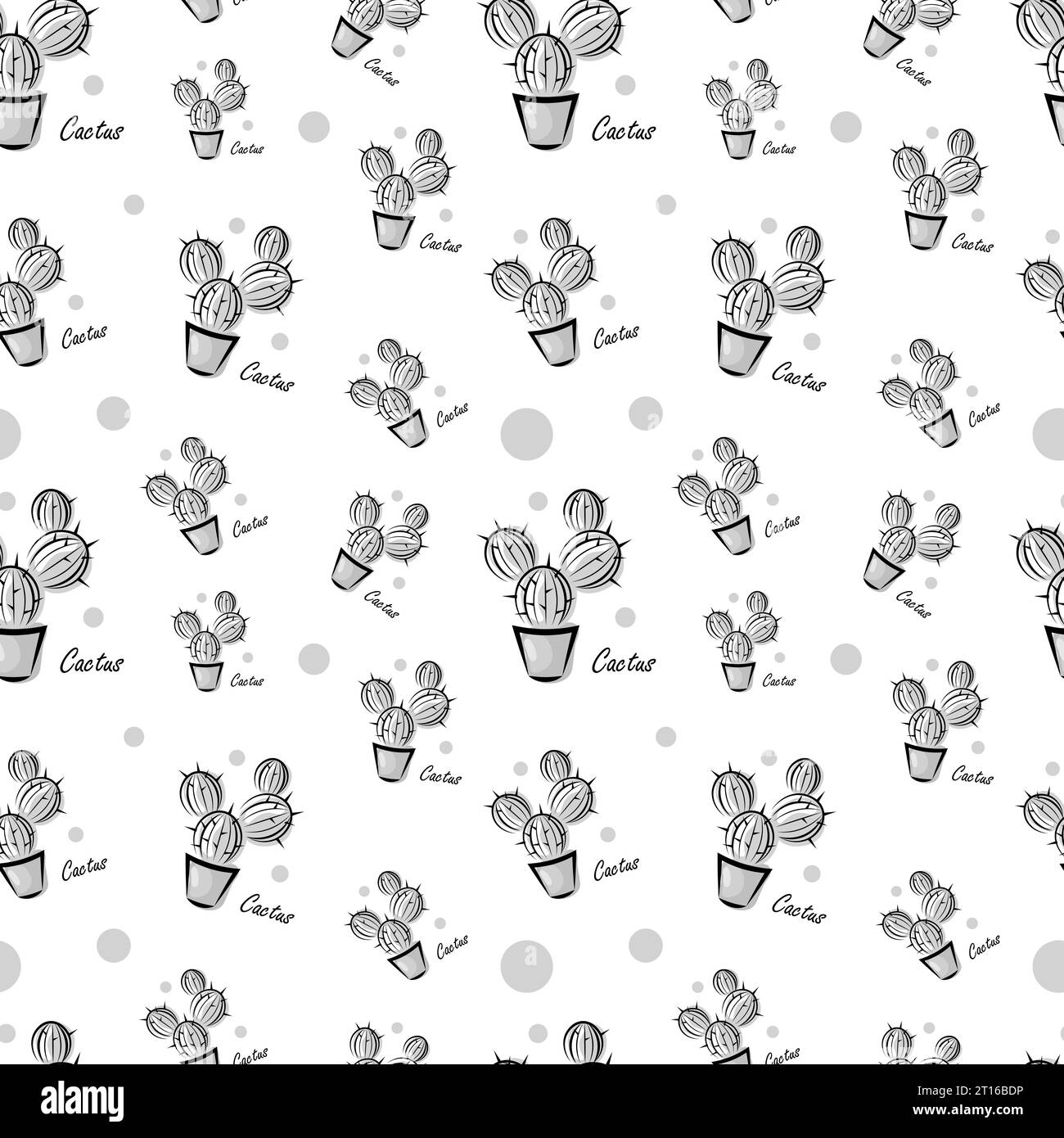 Seamless texture with cacti on white background Stock Vector Image ...