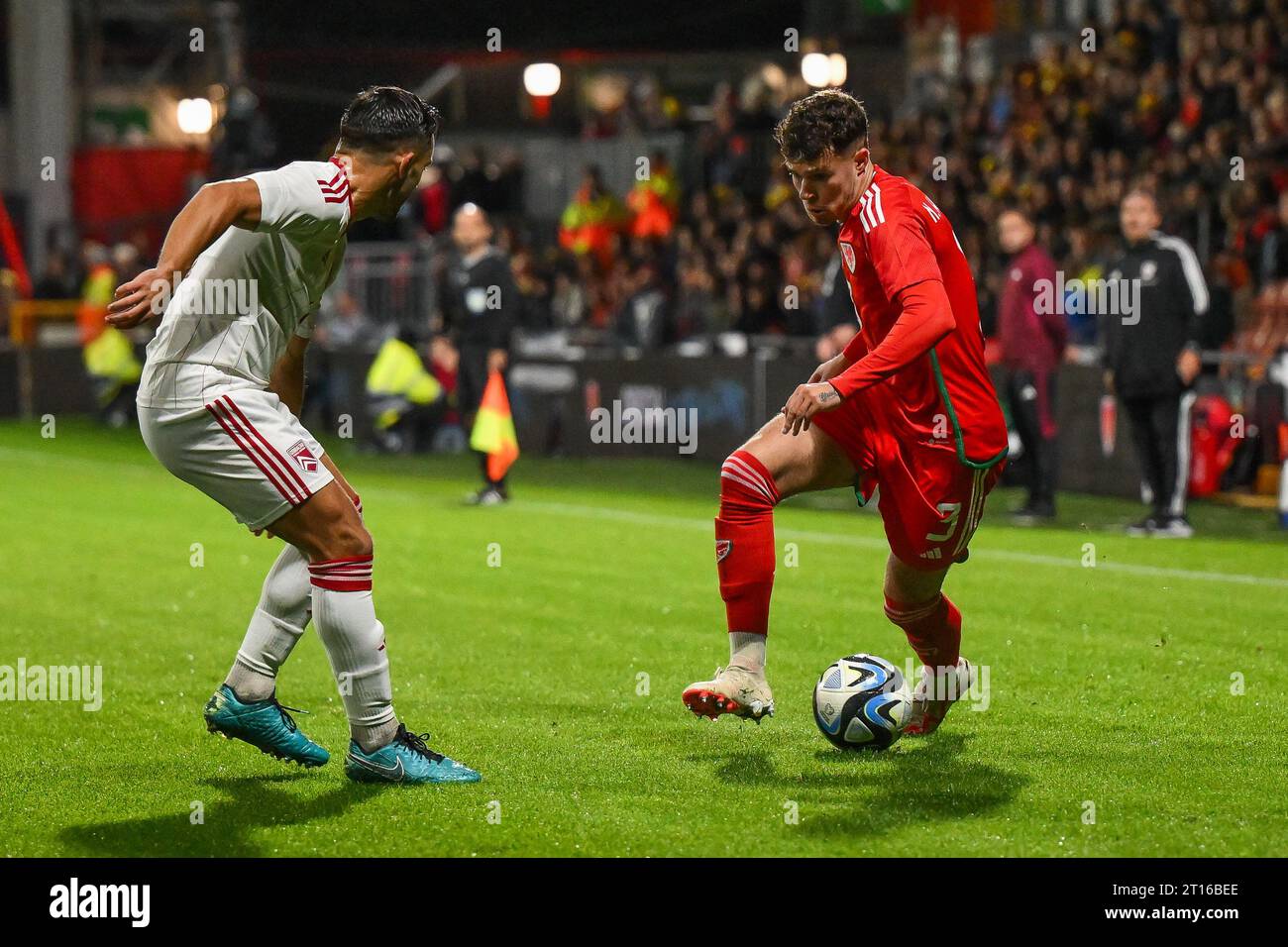 Neco Williams of Wales makes a break with the ball during the ...
