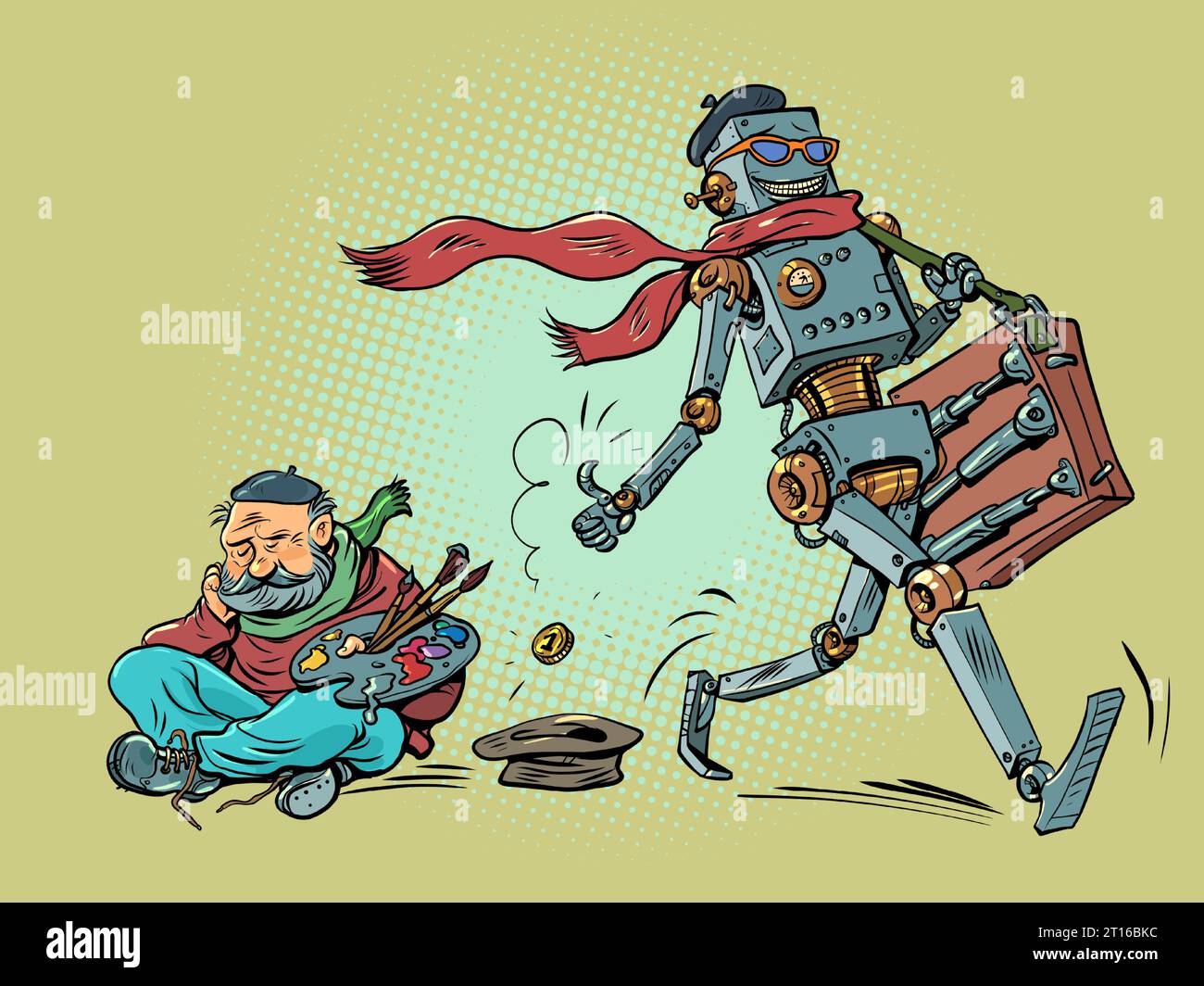 Artificial intelligence takes the work of artists. Robot artist tossing ...