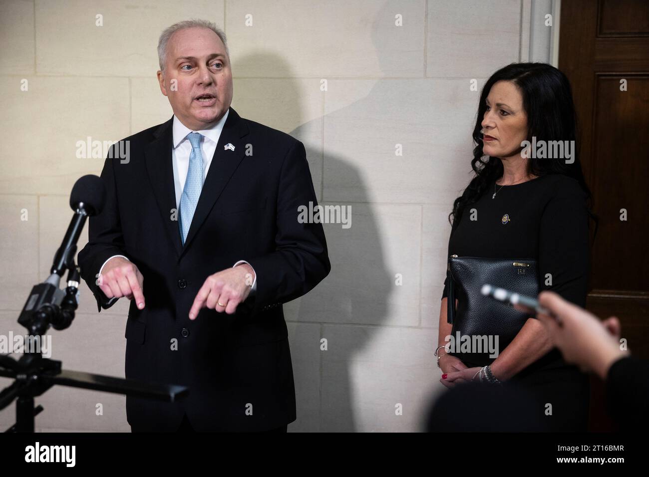 Rep. Steve Scalise (R-La.) speaks with reporters after House ...