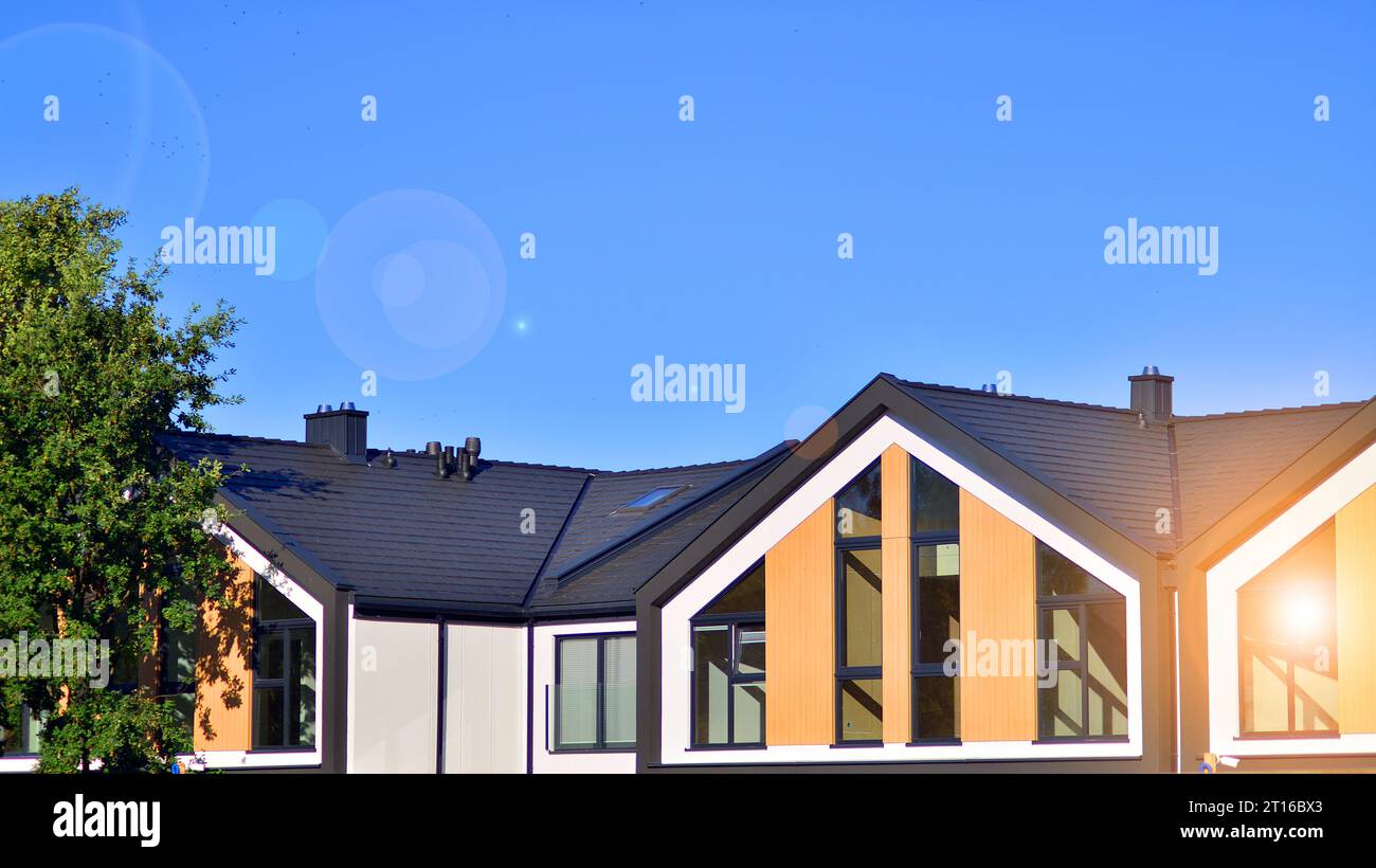 Suburban neighborhood with condominium complex. Suburban area with ...