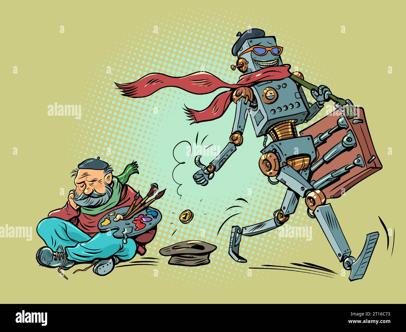 Artificial intelligence takes the work of artists. Robot artist tossing ...