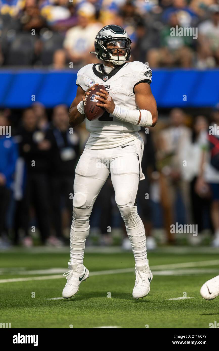Philadelphia Eagles quarterback Jalen Hurts (1) throws a pass during an ...