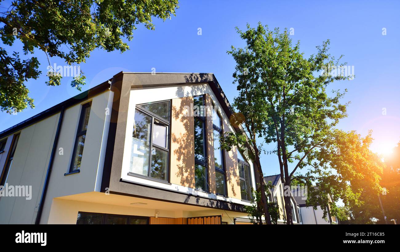 Suburban neighborhood with condominium complex. Suburban area with ...