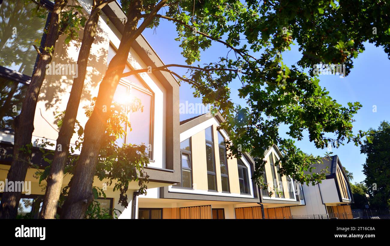 Suburban neighborhood with condominium complex. Suburban area with ...