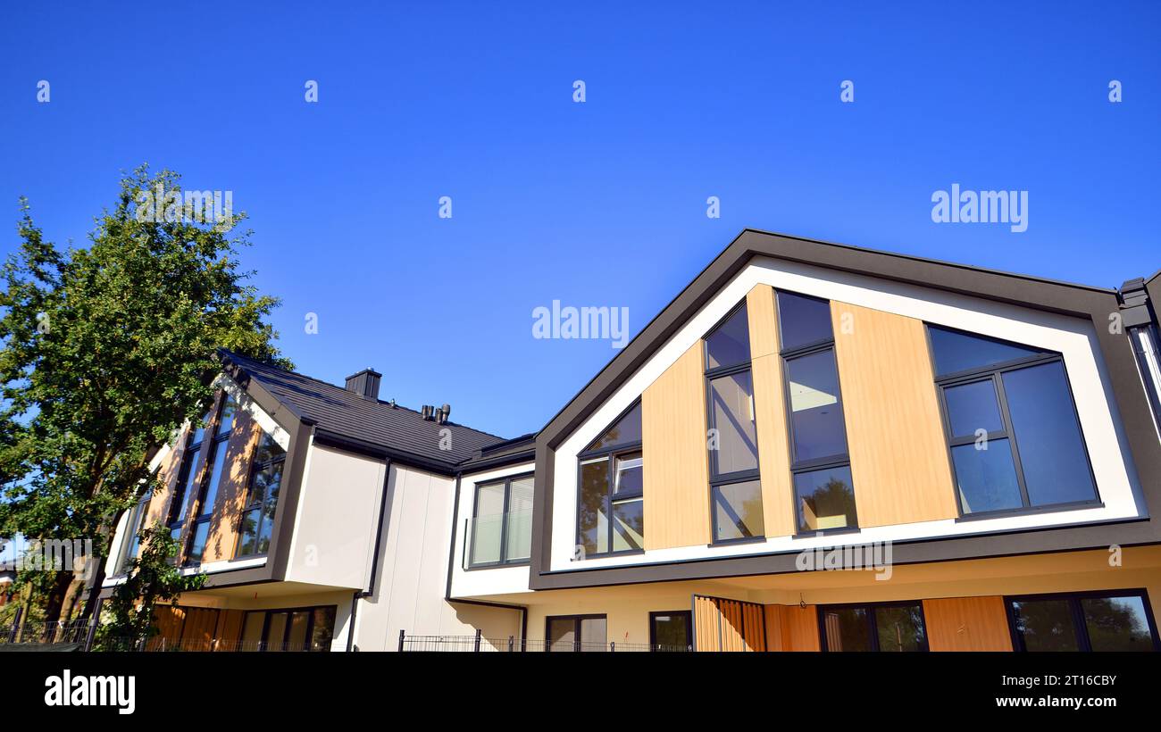 Suburban neighborhood with condominium complex. Suburban area with ...