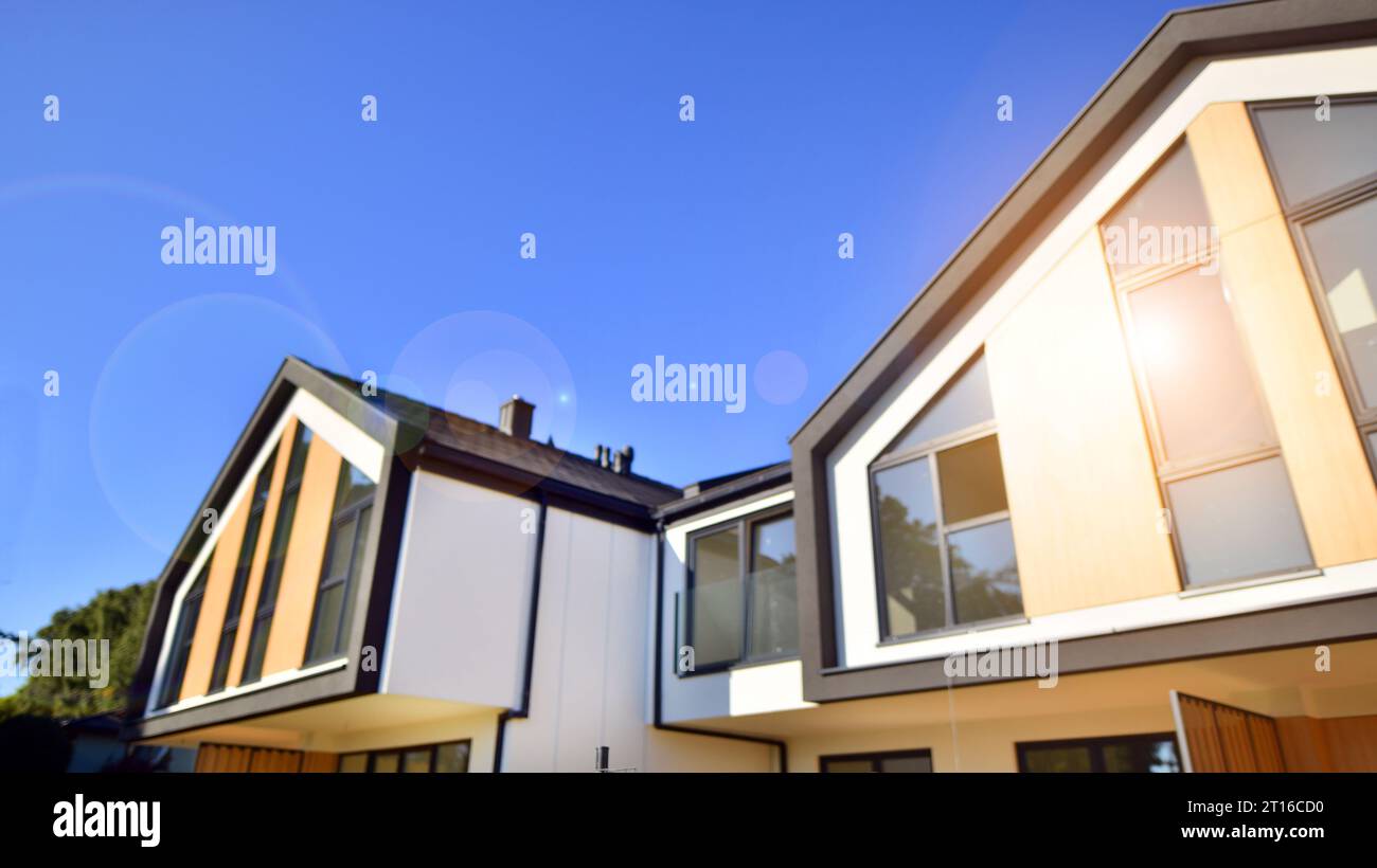Suburban neighborhood with condominium complex. Suburban area with ...