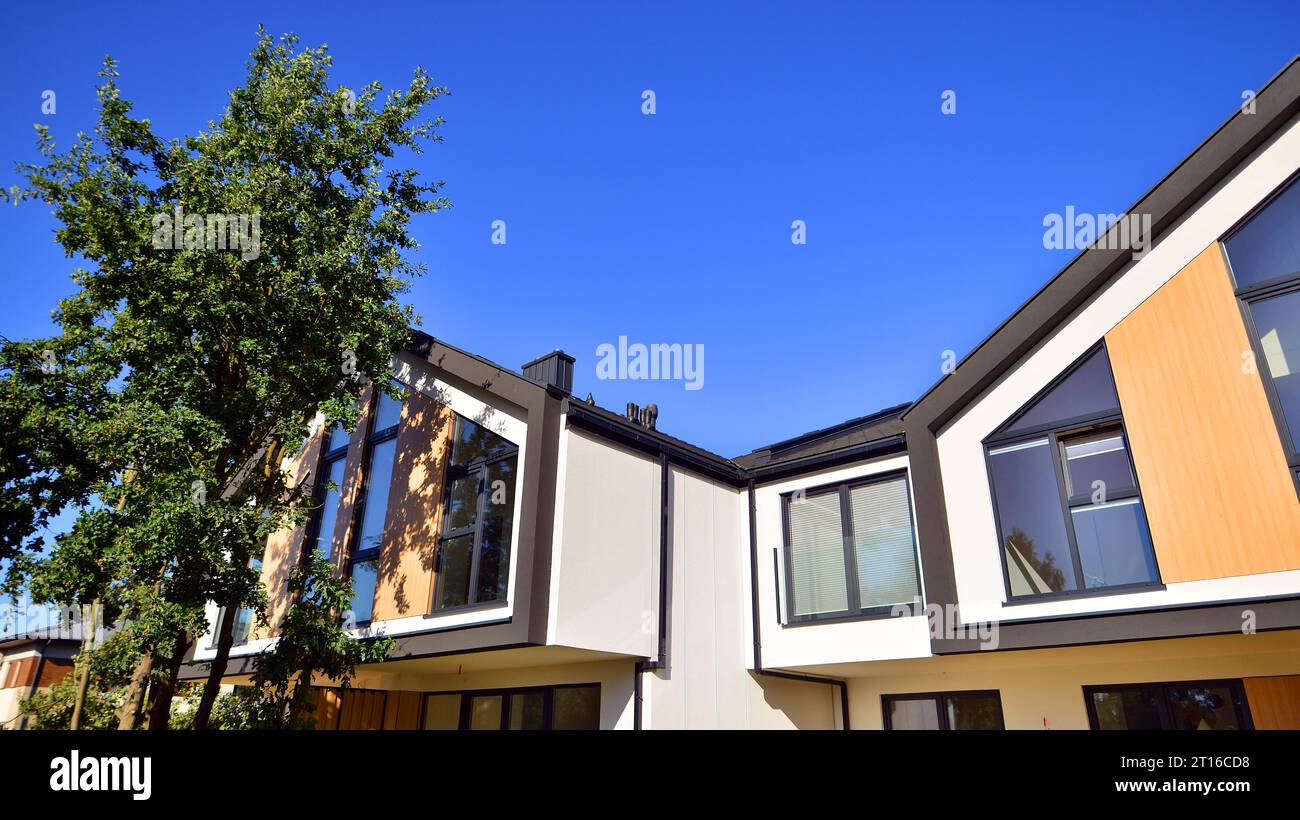 Suburban neighborhood with condominium complex. Suburban area with ...