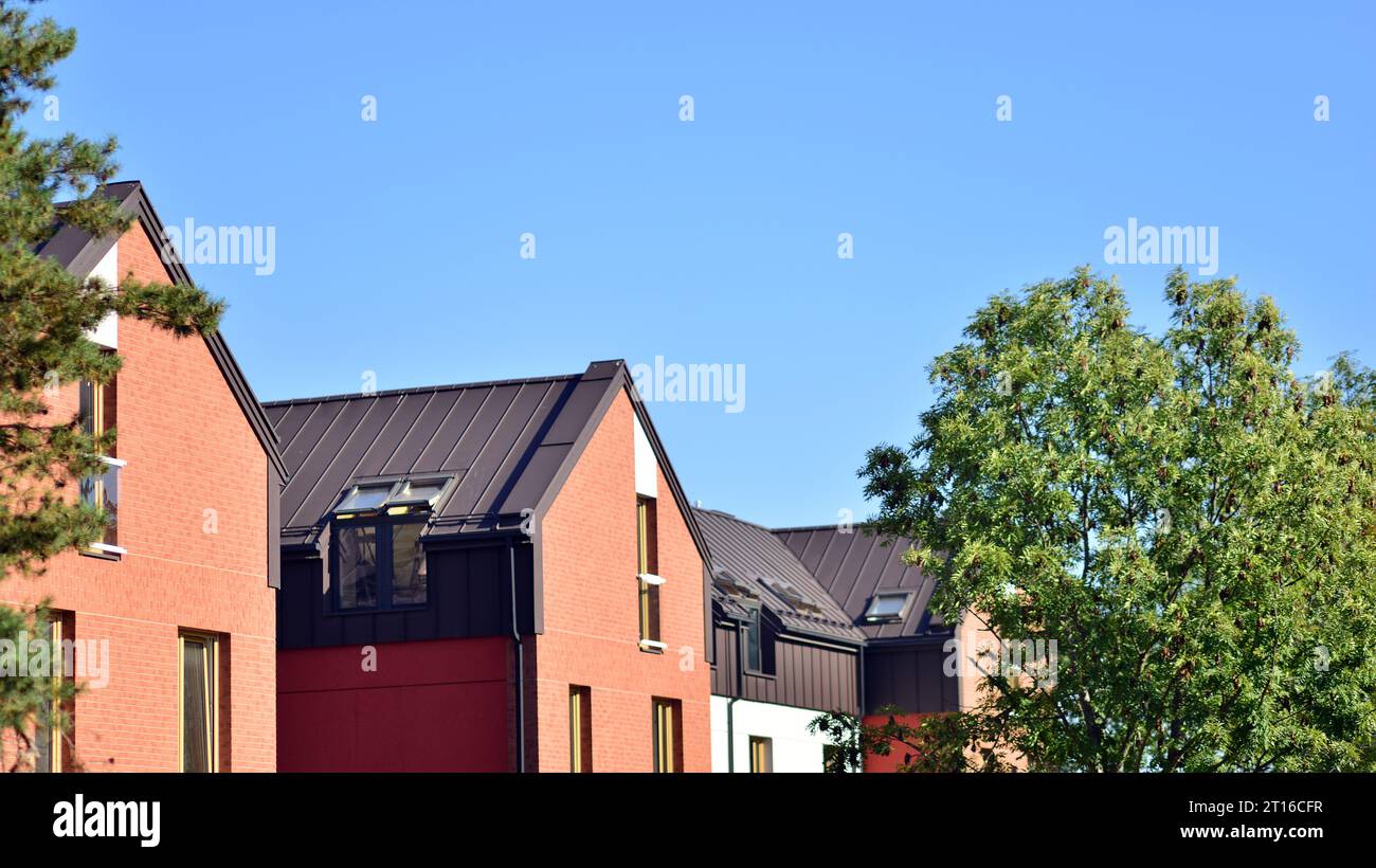 Suburban neighborhood with condominium complex. Suburban area with ...