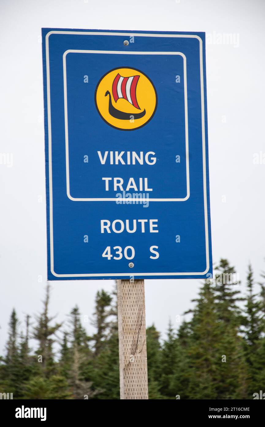 Viking Trail highway sign in St. Anthony, Newfoundland & Labrador ...