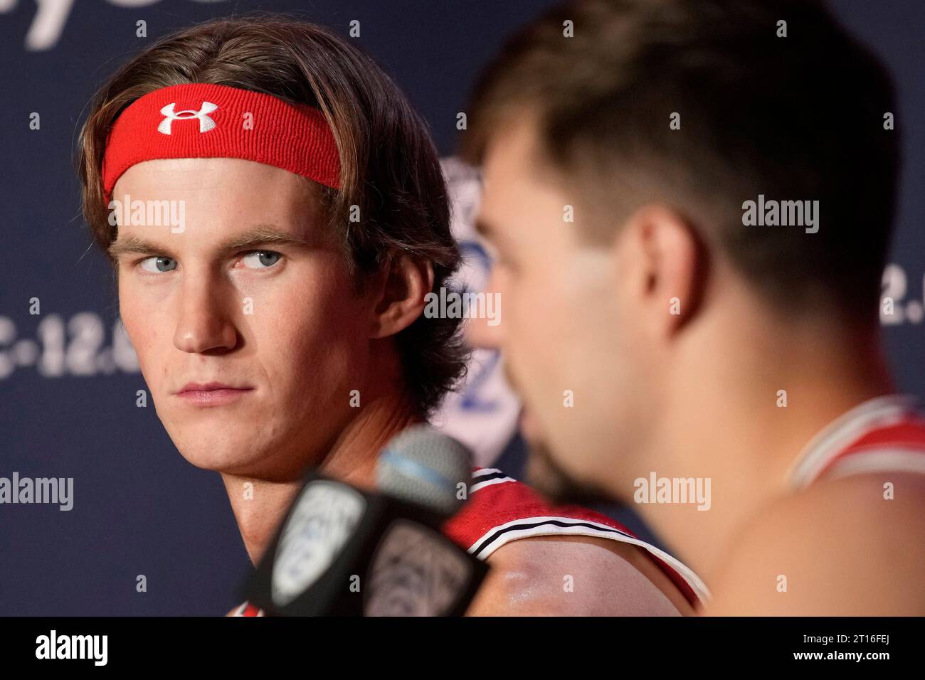 Utah's Branden Carlson, left, and Rollie Worster attend a news ...