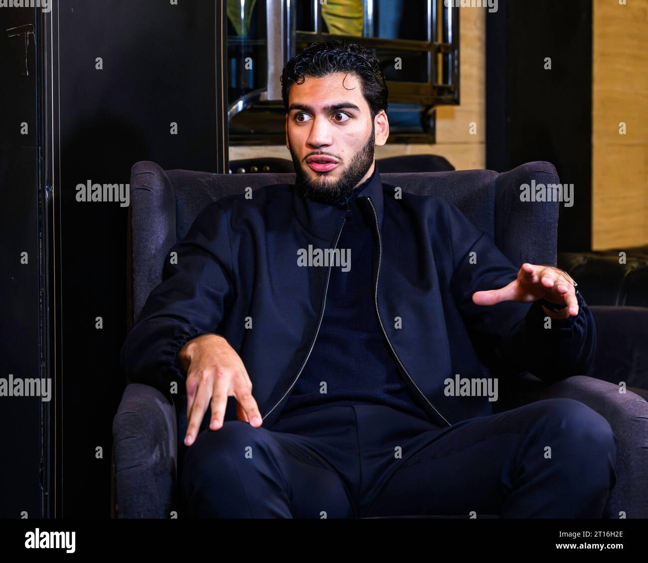 LONDON, UNITED KINGDOM. 11 Oct, 23. Hamzah Sheeran was interviewed by ...