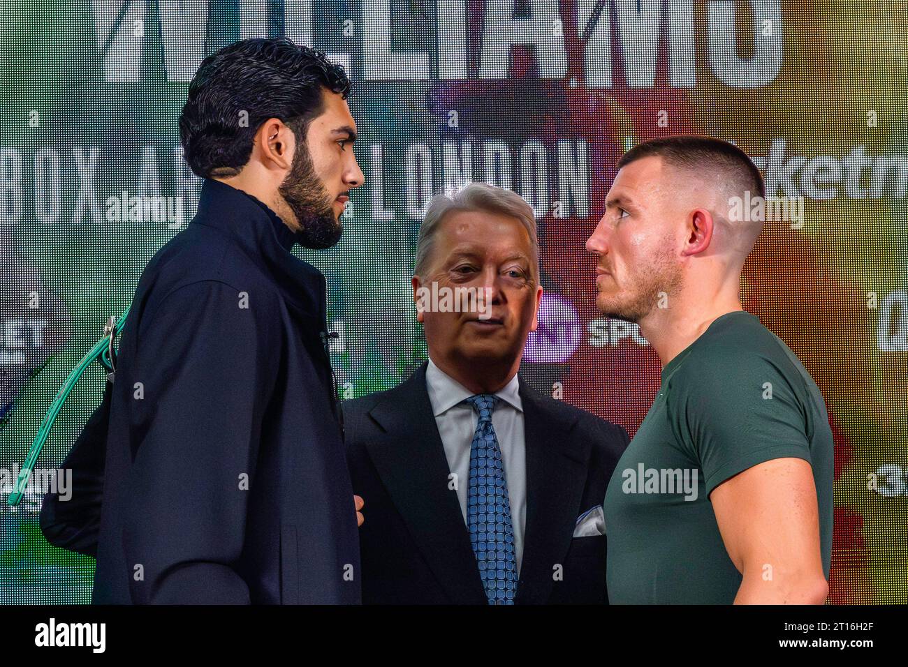 LONDON, UNITED KINGDOM. 11 Oct, 23. Hamzah Sheeran (left) Frank Warren ...