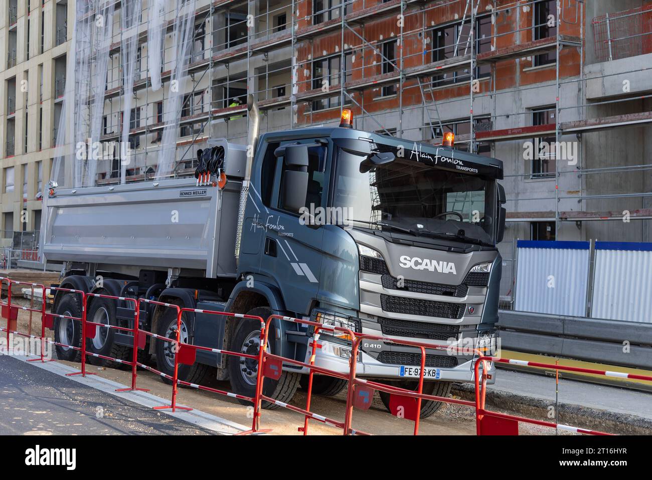 Grey truck Scania G410 on construction site Stock Photo - Alamy