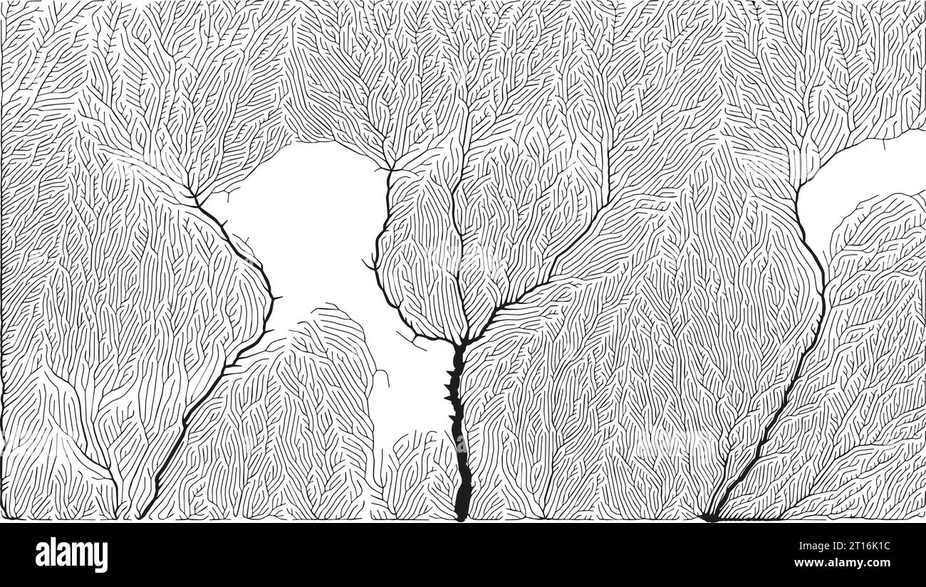 Growth pattern. Generative branching structure. Organic net of vessels ...