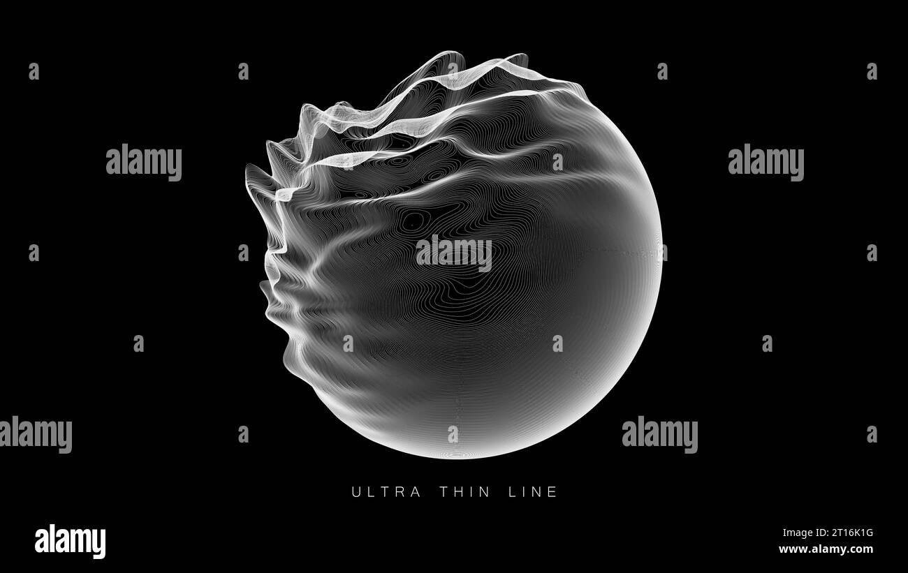 Distorted line spheres. Vector thin line glitch geometry Stock Vector ...