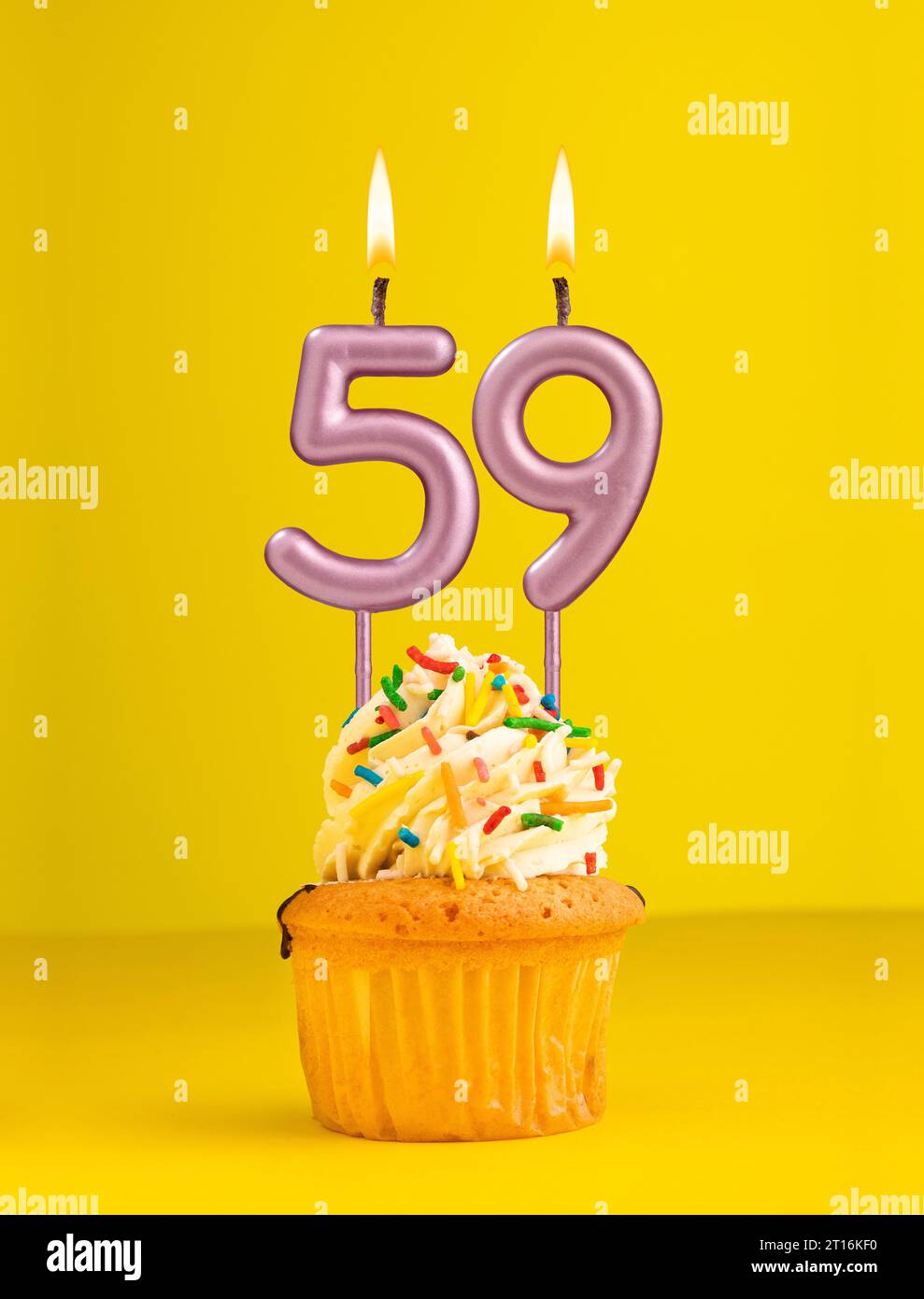 Birthday candle number 59 - Invitation card with yellow background ...