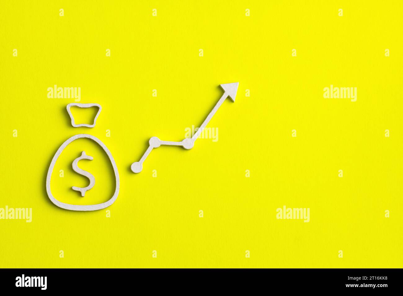Value increase - Arrow and value icon on yellow background Stock Photo ...