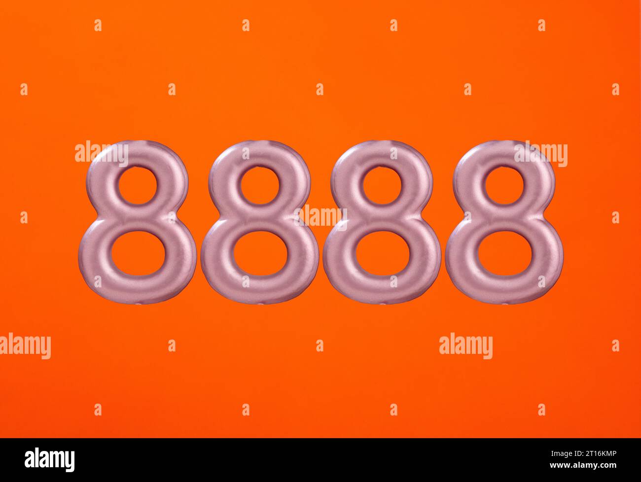 Numbers 8888 on orange background - The 4 eights Stock Photo - Alamy