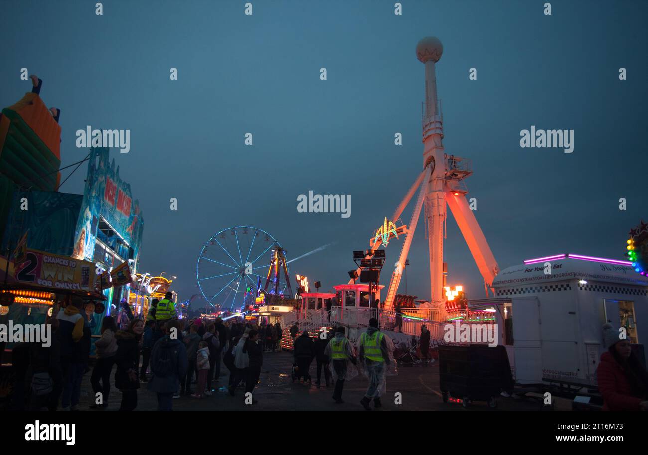 Europe's largest travelling funfair, evening, Walton Street, Hull East ...