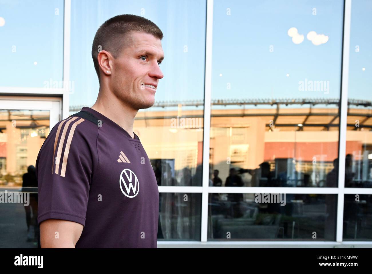 Foxborough, USA. 11th Oct, 2023. Germany's Kevin Behrens arrives for a ...