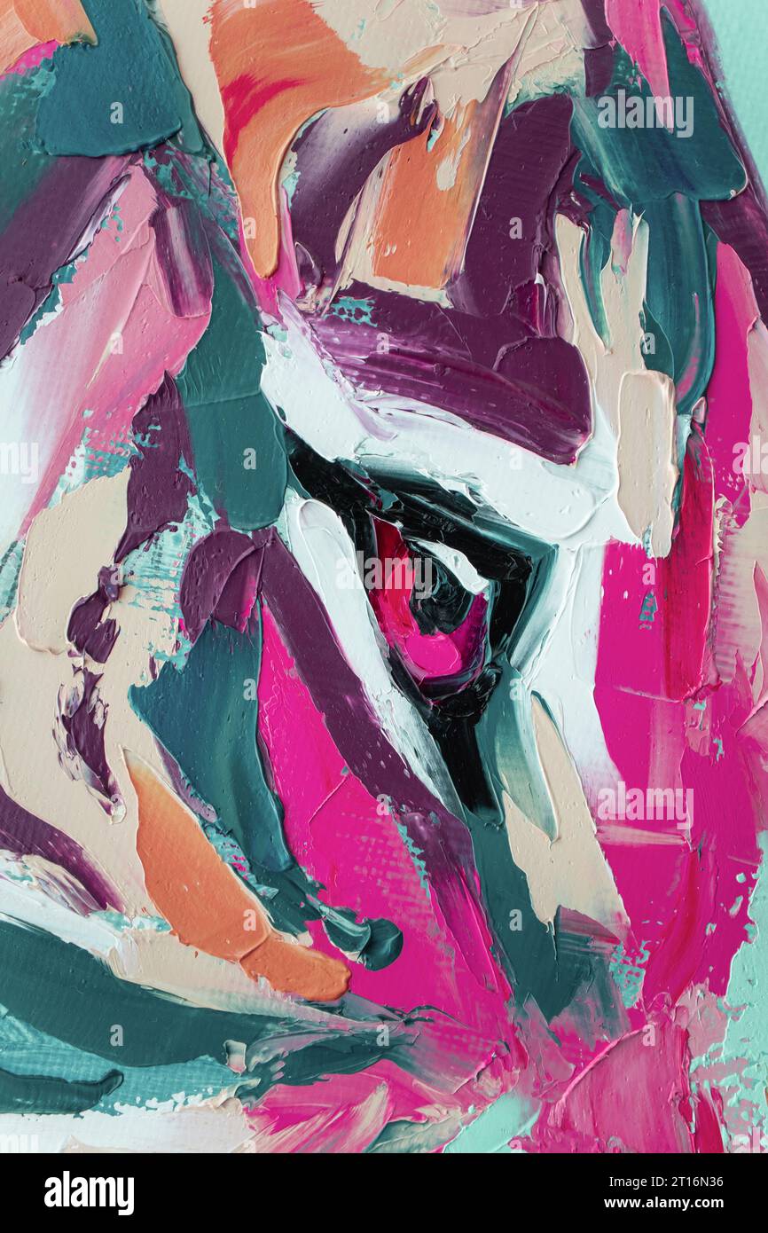 Closeup of abstract rough colorful art painting texture, with oil ...