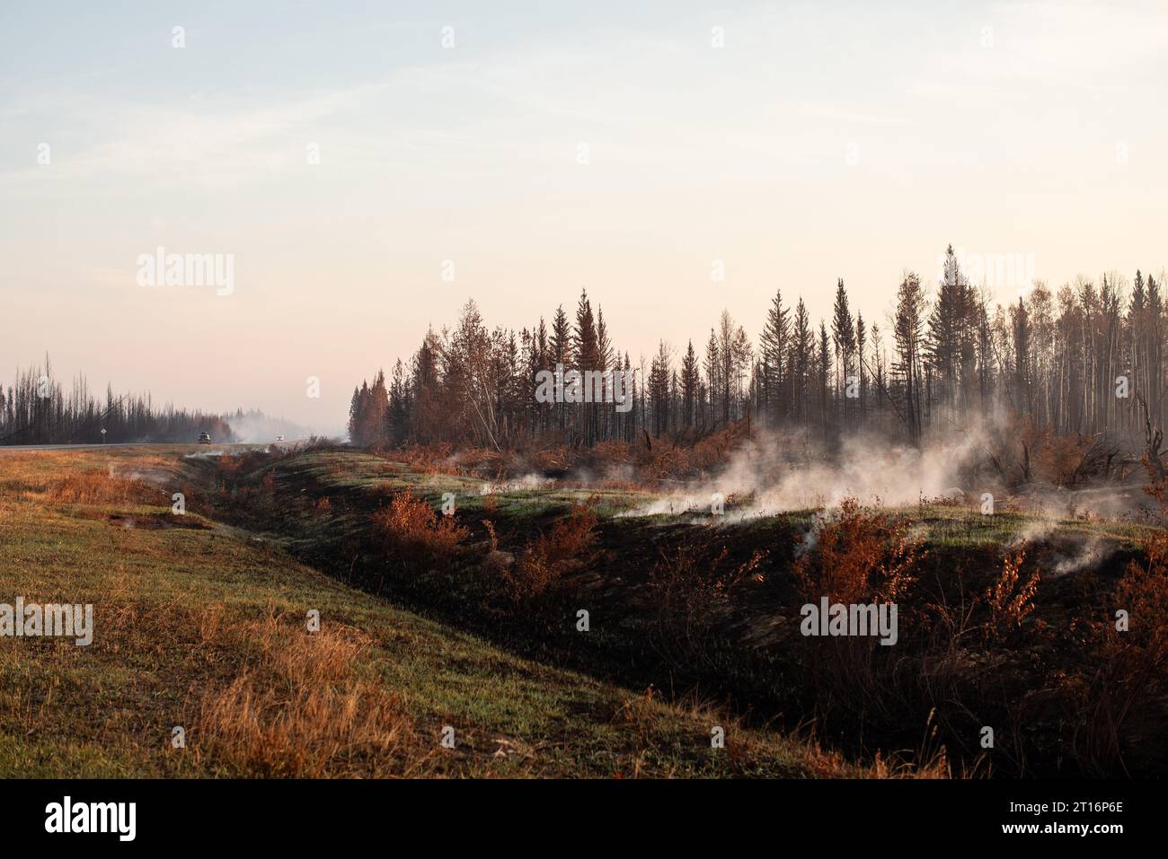 Enterprise, Canada. 11th Oct, 2023. Fire continues to burn underground ...
