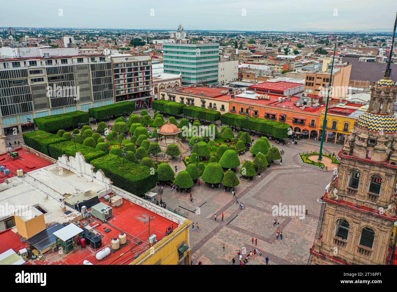 Parroquia del Sagrario, Kiosk and trees in the main garden in the ...