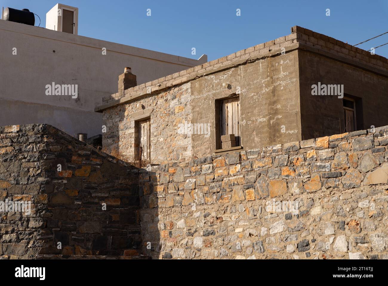Exterior of building in small Crete village. Plaka, Crete, Greece Stock ...